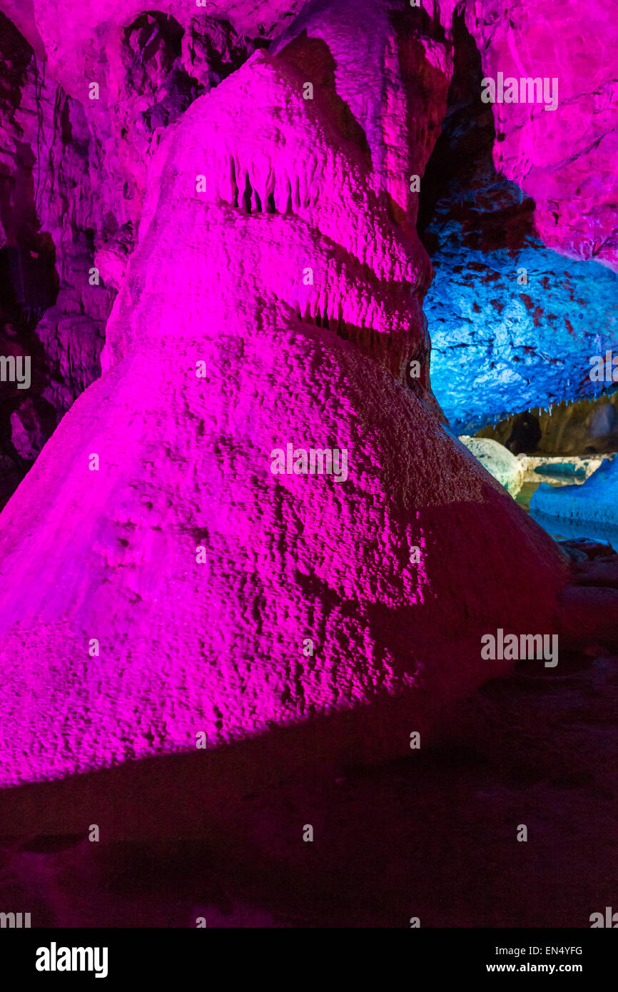 Cave formations in the Carboniferous limestone of the Mendip Hills are ...