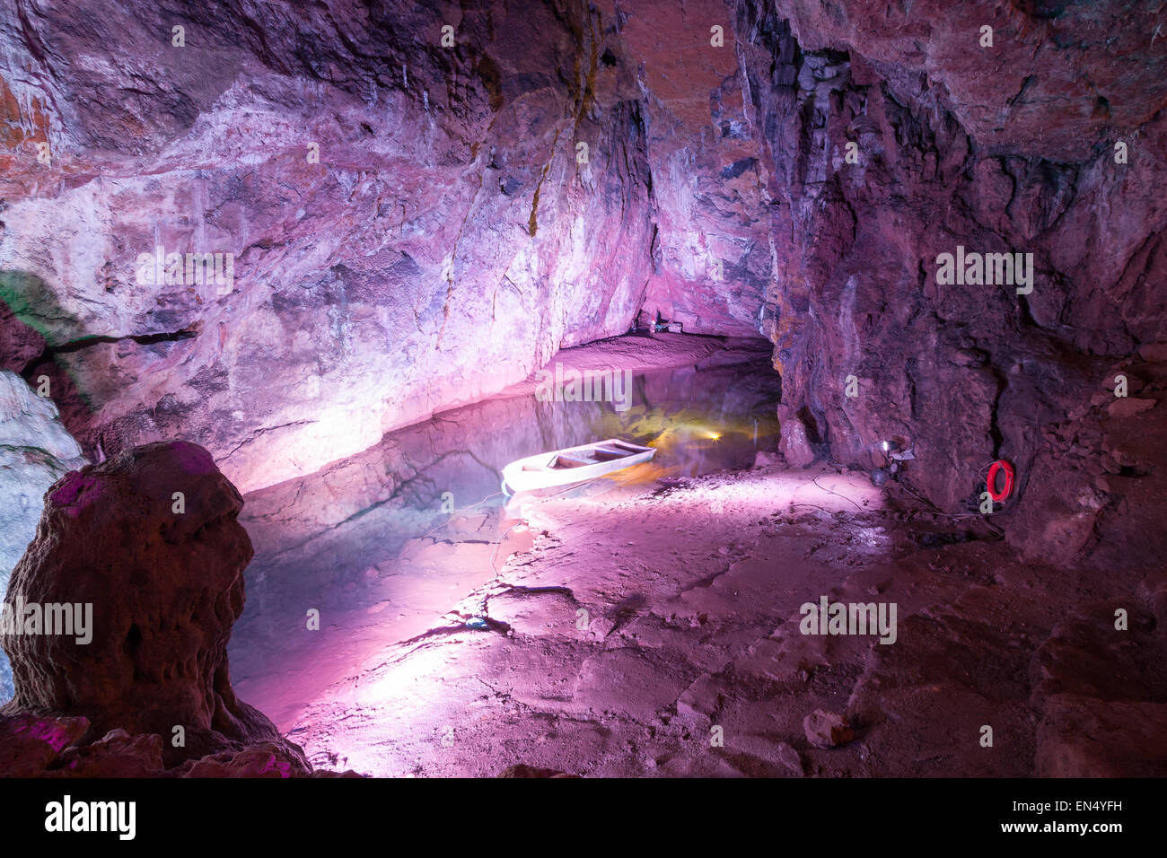 Cave formations in the Carboniferous limestone of the Mendip Hills are ...