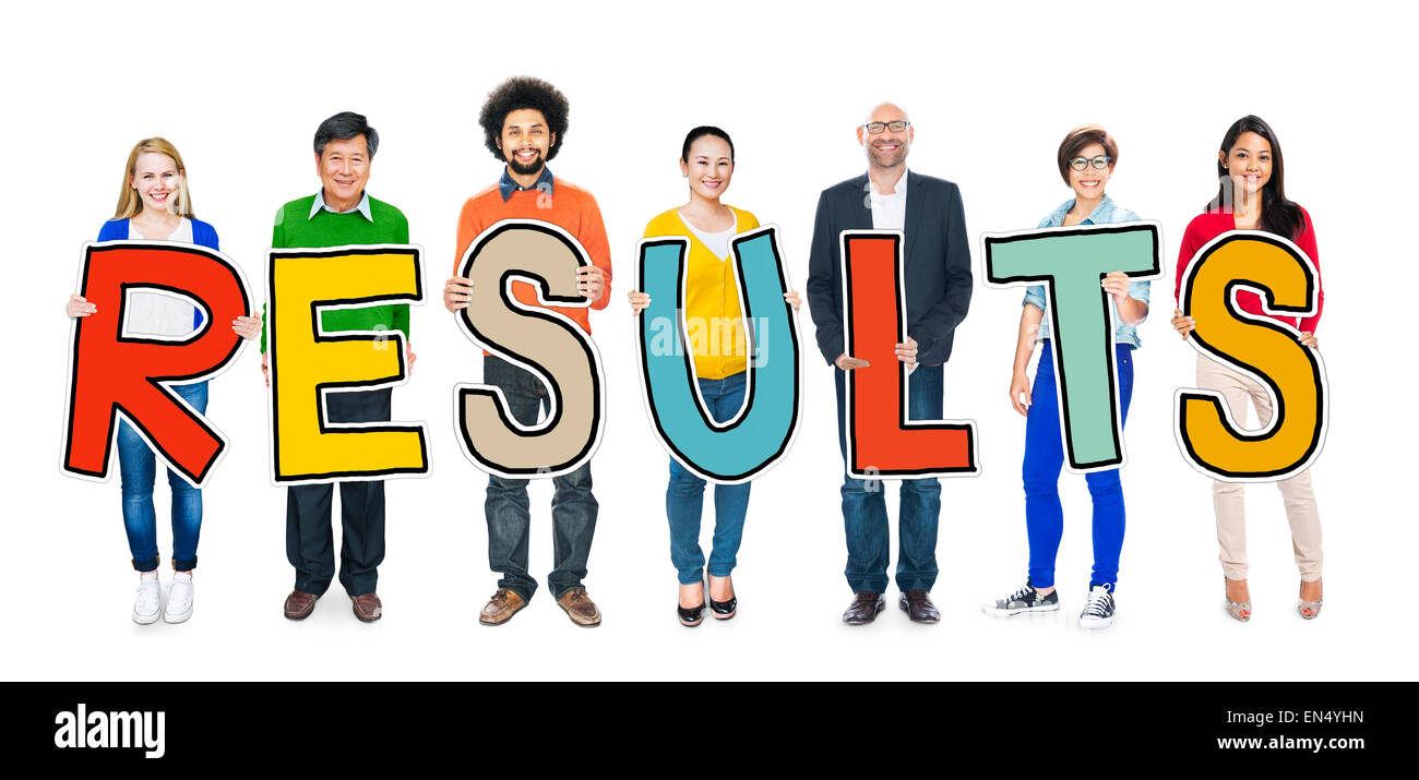 Group of People Standing Holding Result Letter Stock Photo - Alamy