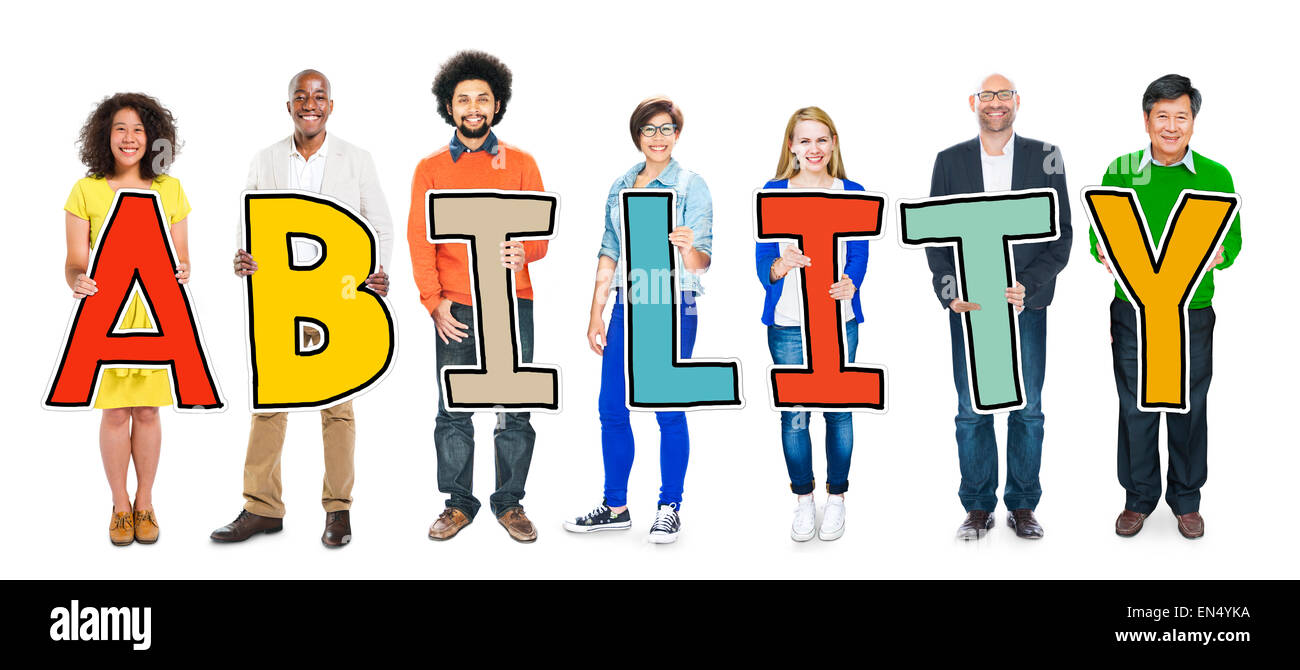 DIverse People Holding Text Ability Stock Photo - Alamy