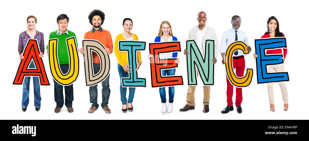 Group of People Standing Holding Audience Letter Stock Photo - Alamy
