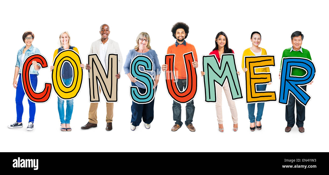 DIverse People Holding Text Consumer Stock Photo - Alamy