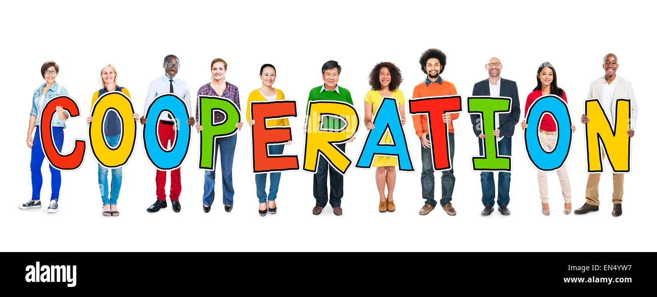 Multiethnic Group of People Holding Cooperation Stock Photo - Alamy