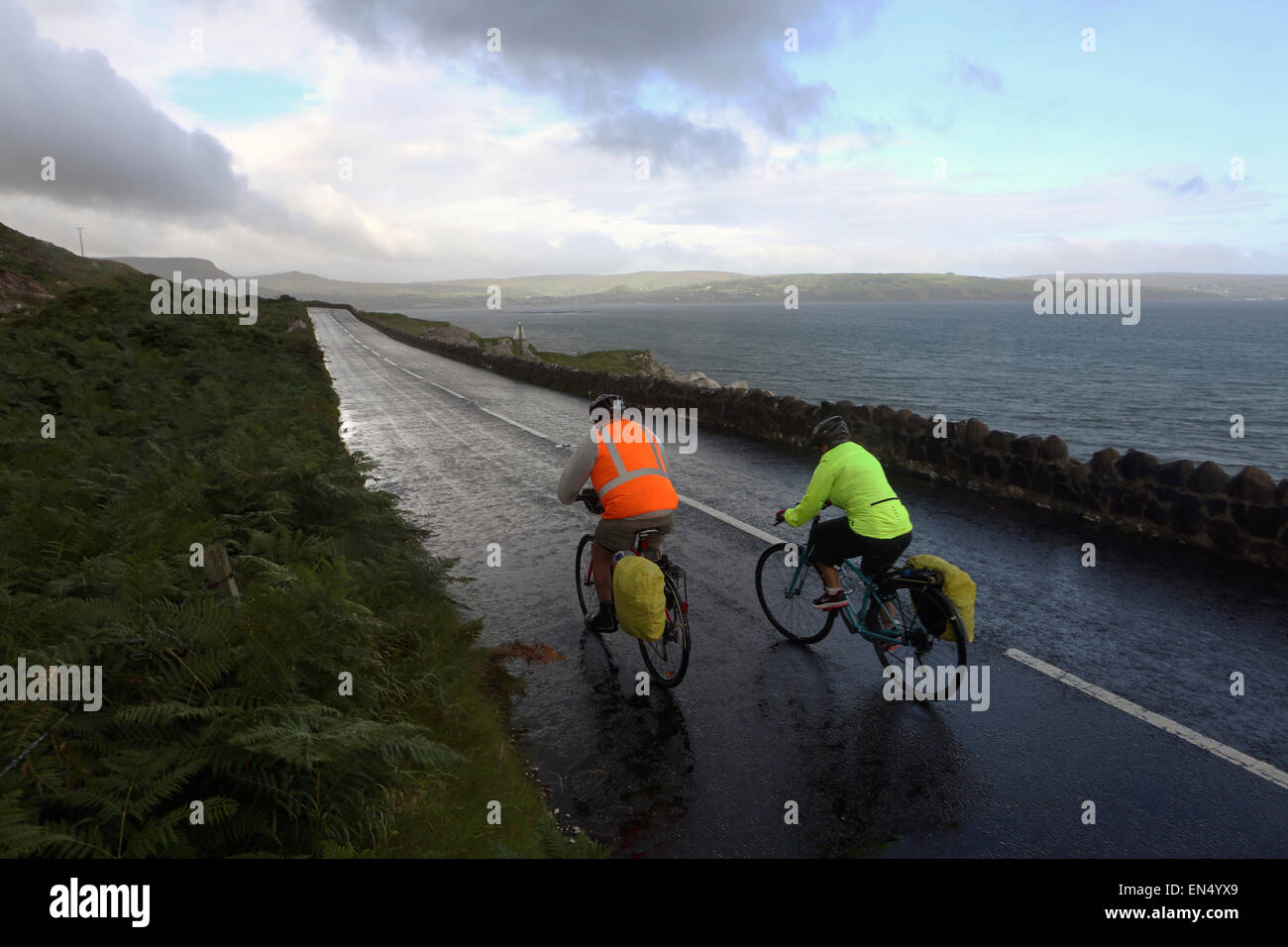 bikers at the antrim coast road, northern ireland Stock Photo - Alamy