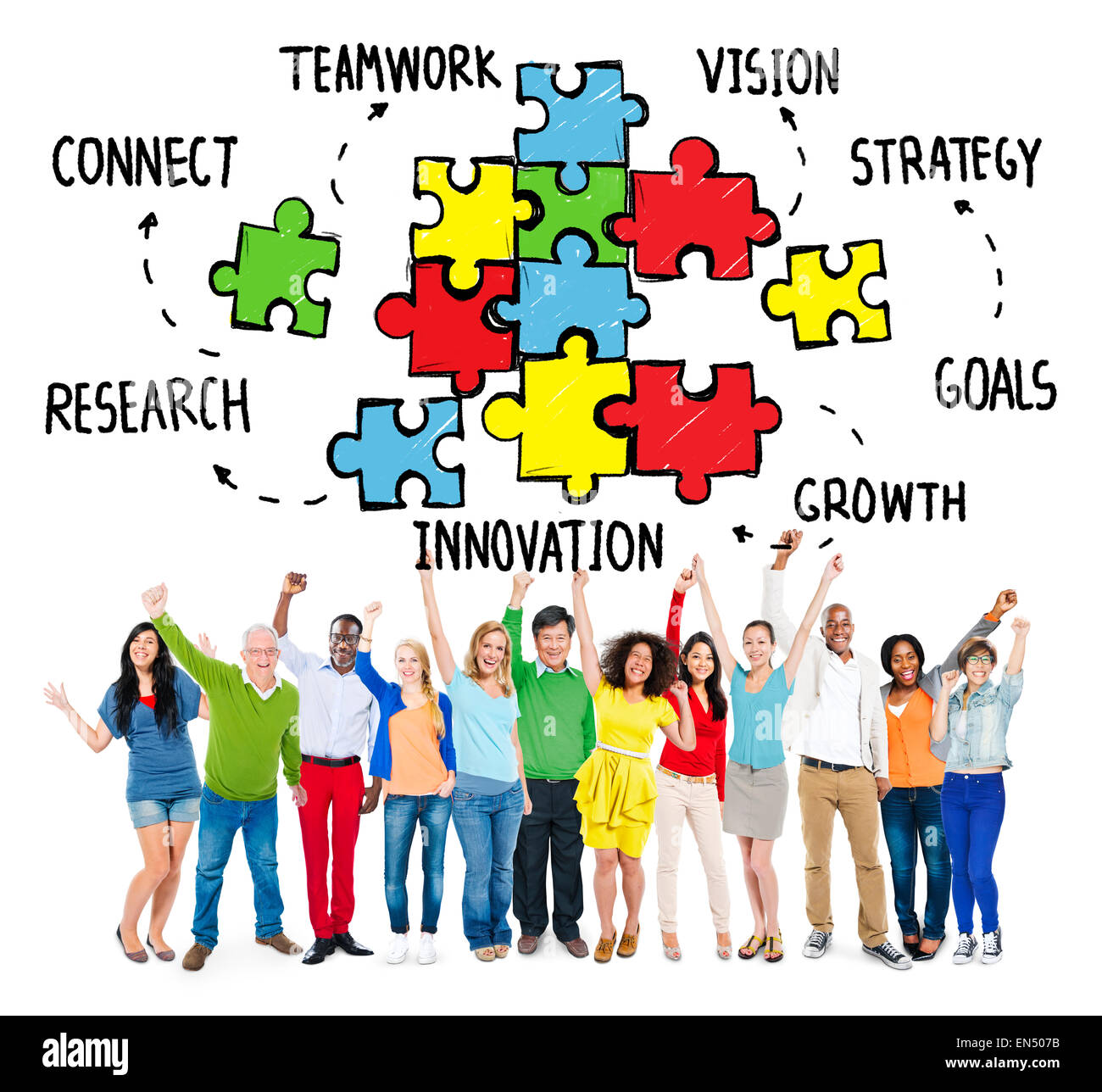 Teamwork Team Connection Strategy Partnership Support Puzzle Concept ...