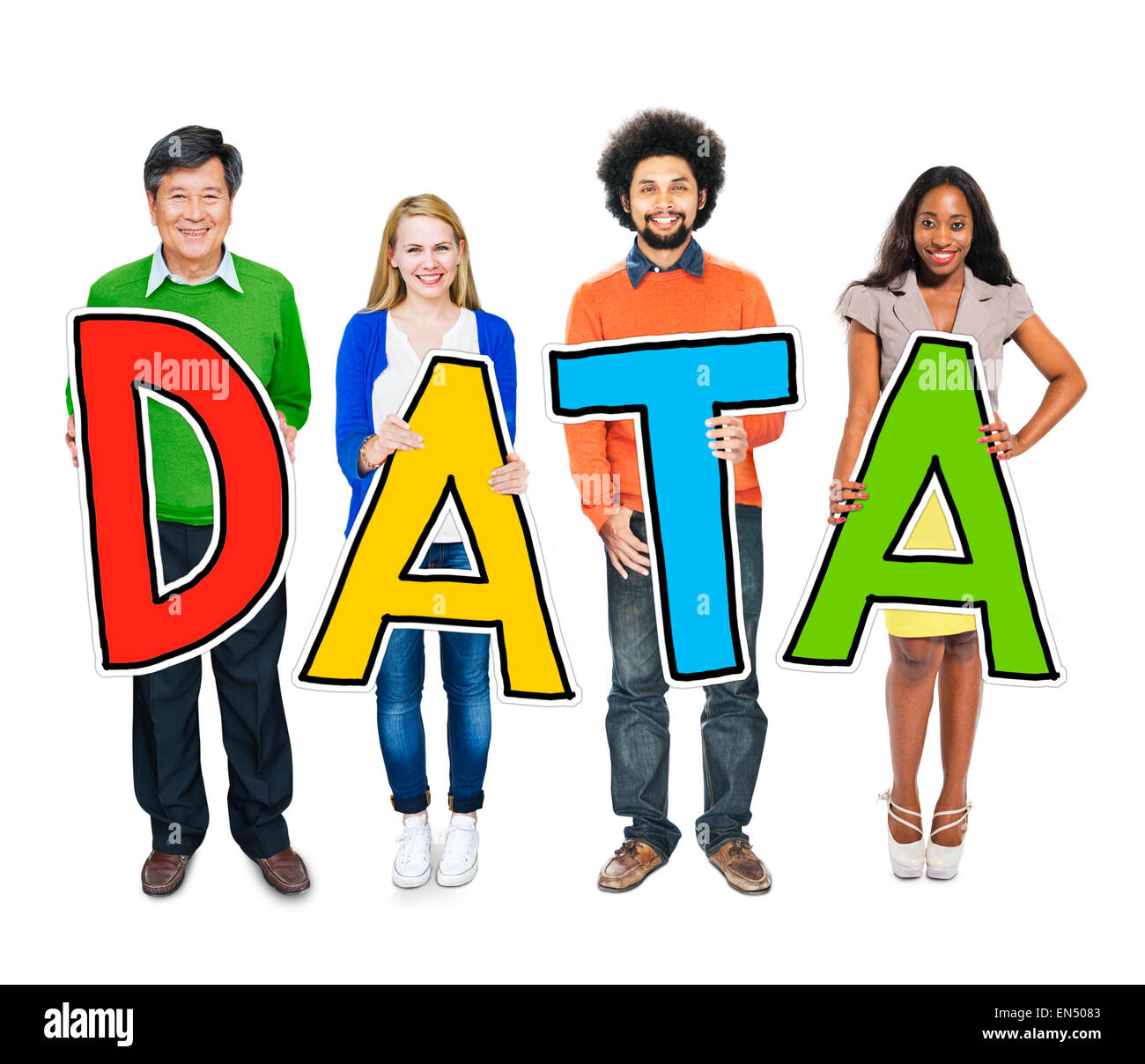 Group of Diverse People Holding Word Data Stock Photo - Alamy