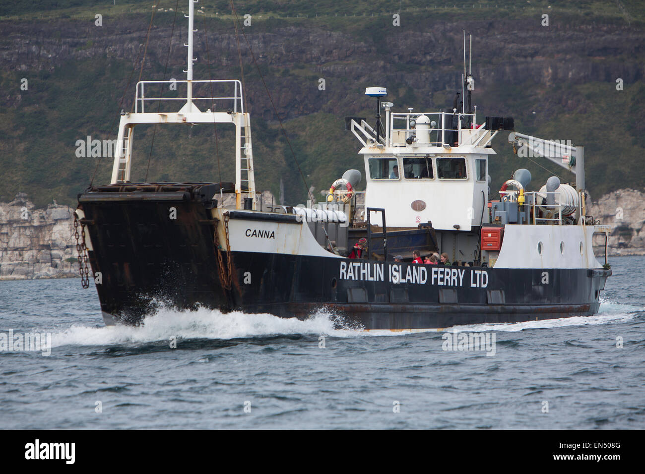 ferry between cathlin island and ballycastle Stock Photo - Alamy