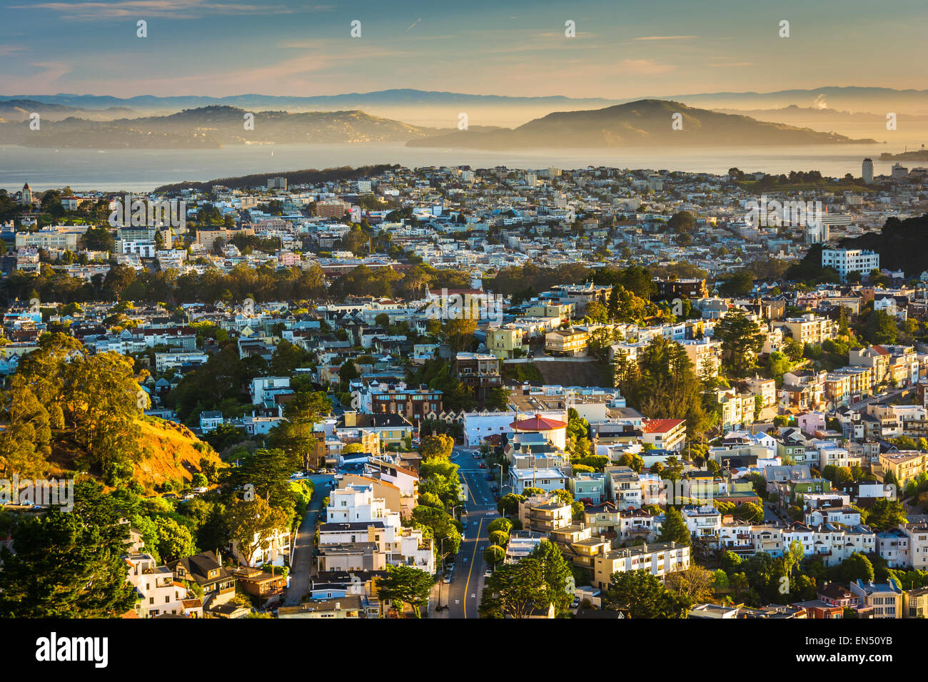 Morning view from Twin Peaks, in San Francisco, California Stock Photo ...