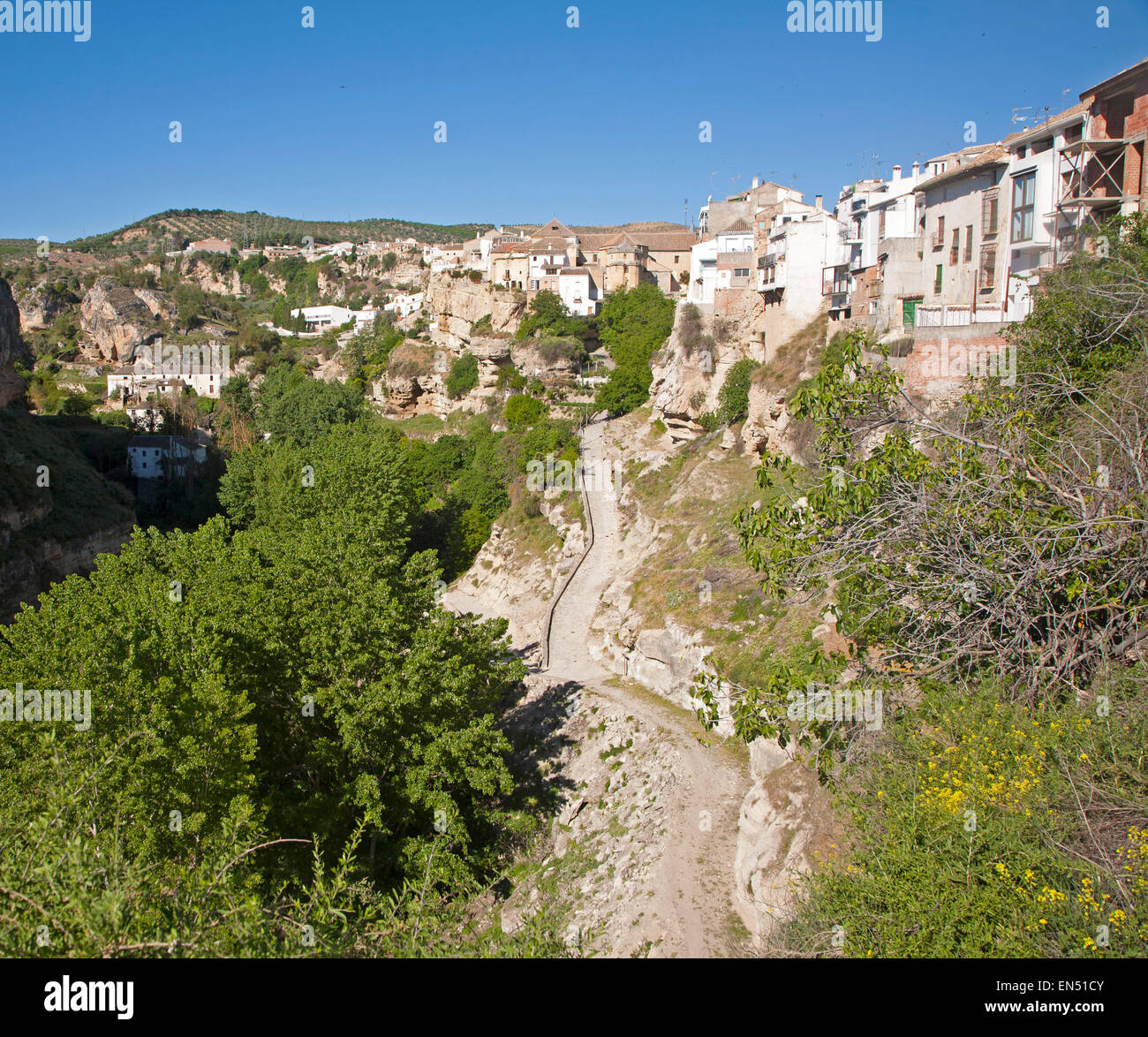 River Tajo limestone gorge cliffs, Alhama de Granada, Spain Stock Photo ...