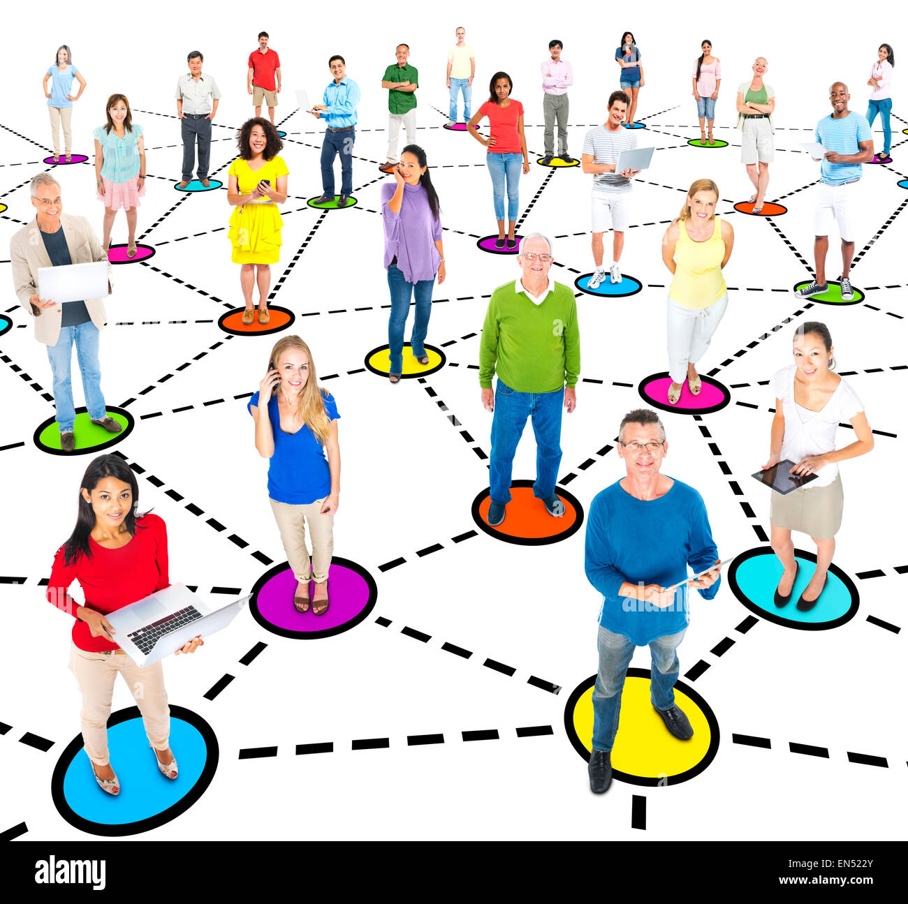 Group Of Multi-Ethnic People Social Networking And Connecting Stock ...