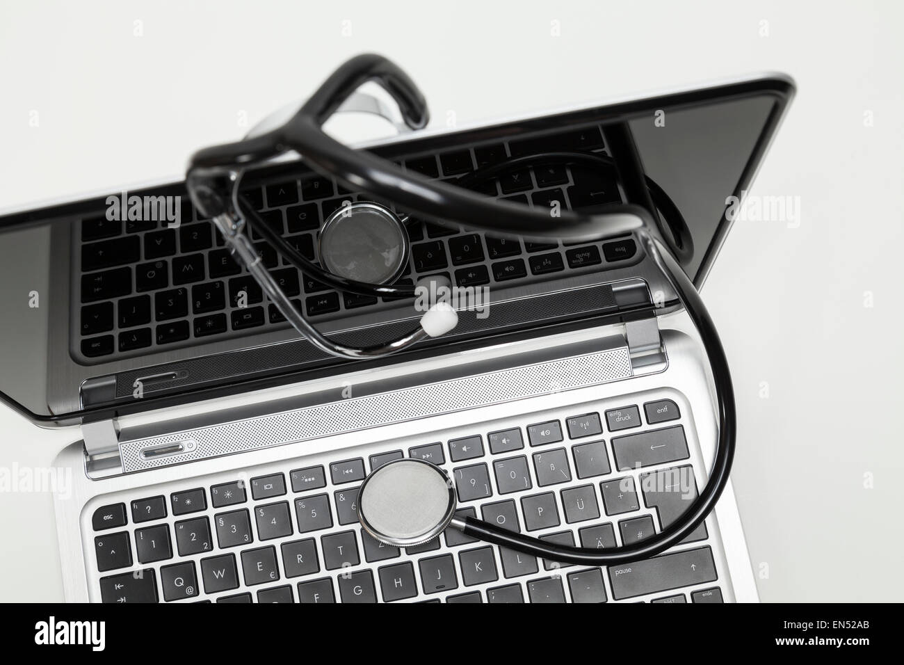 stethoscope and laptop top view Stock Photo - Alamy