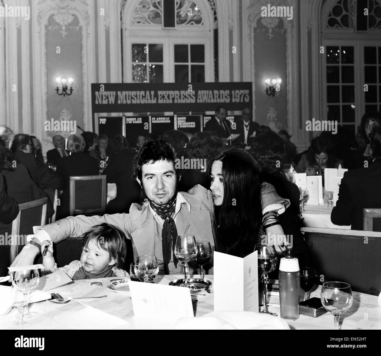 Ron Lane of The Faces pop group with his wife and daughter at New ...