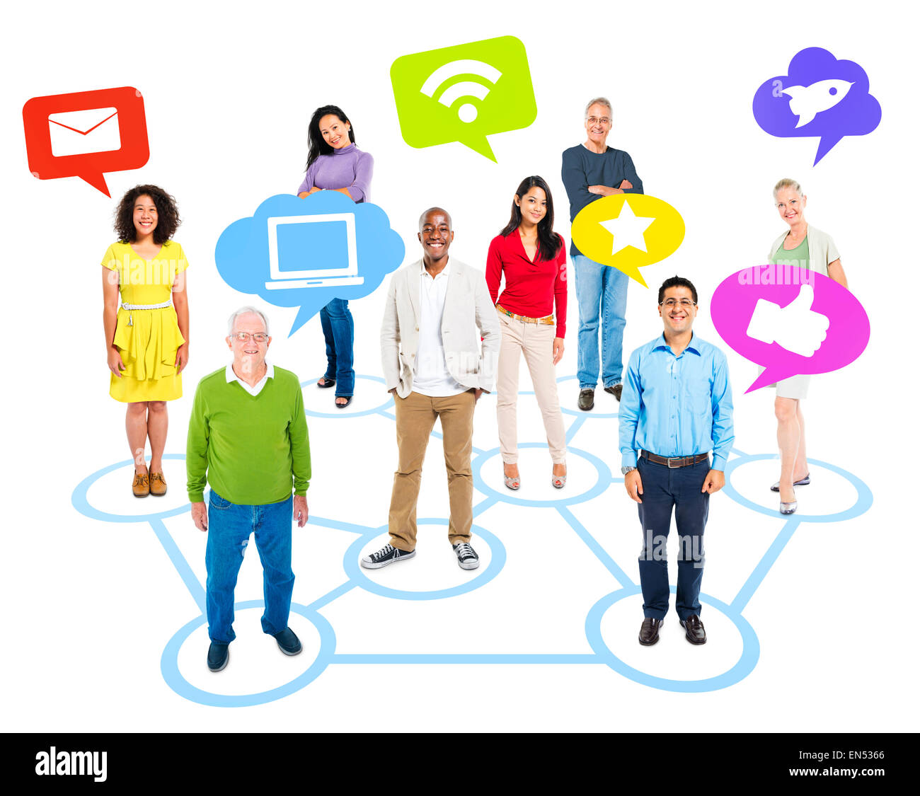 Illustration connected people icons Cut Out Stock Images & Pictures - Alamy
