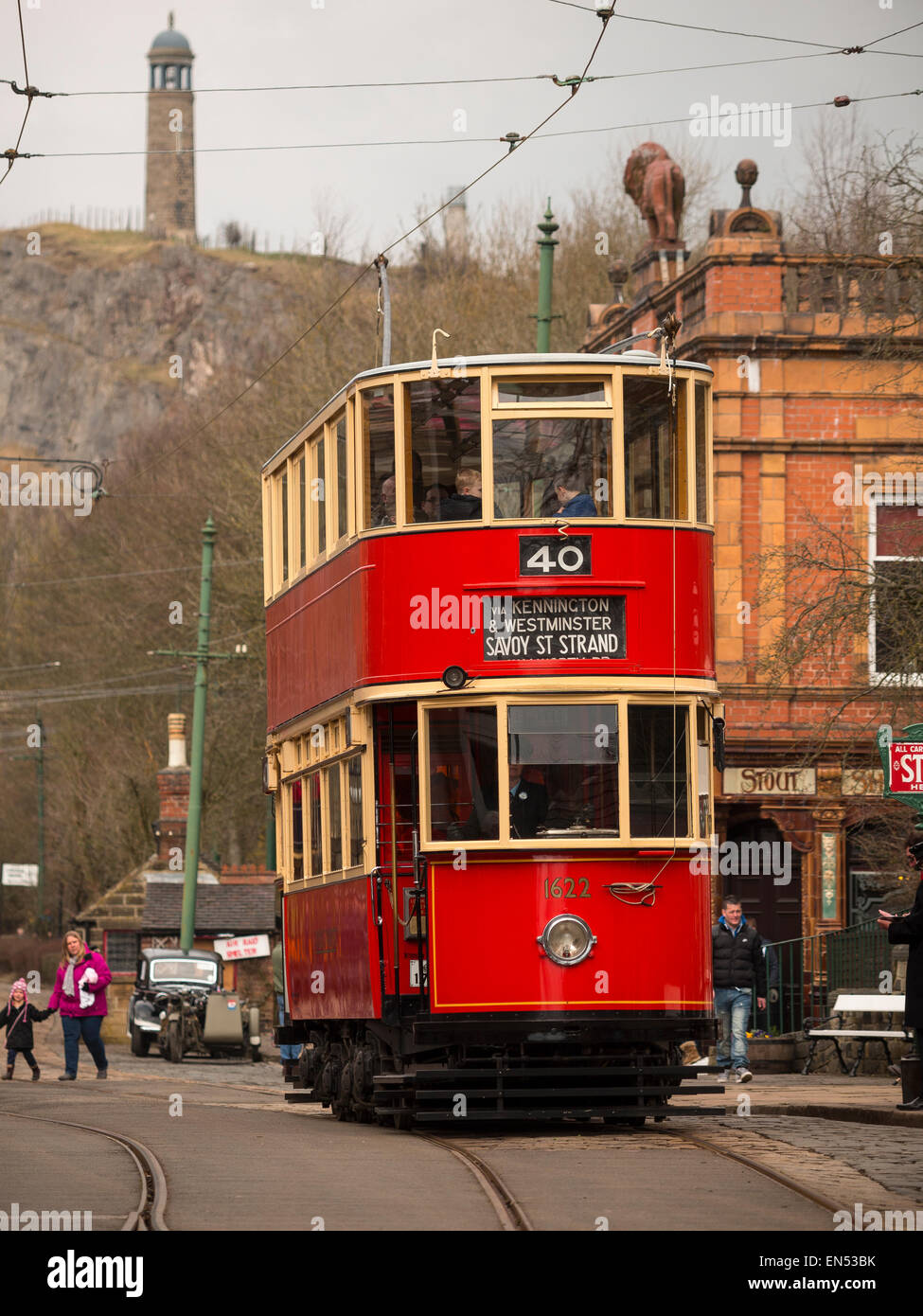 A vintage tram at the National Tramway Museum,Crich,Derbyshire,UK.taken ...