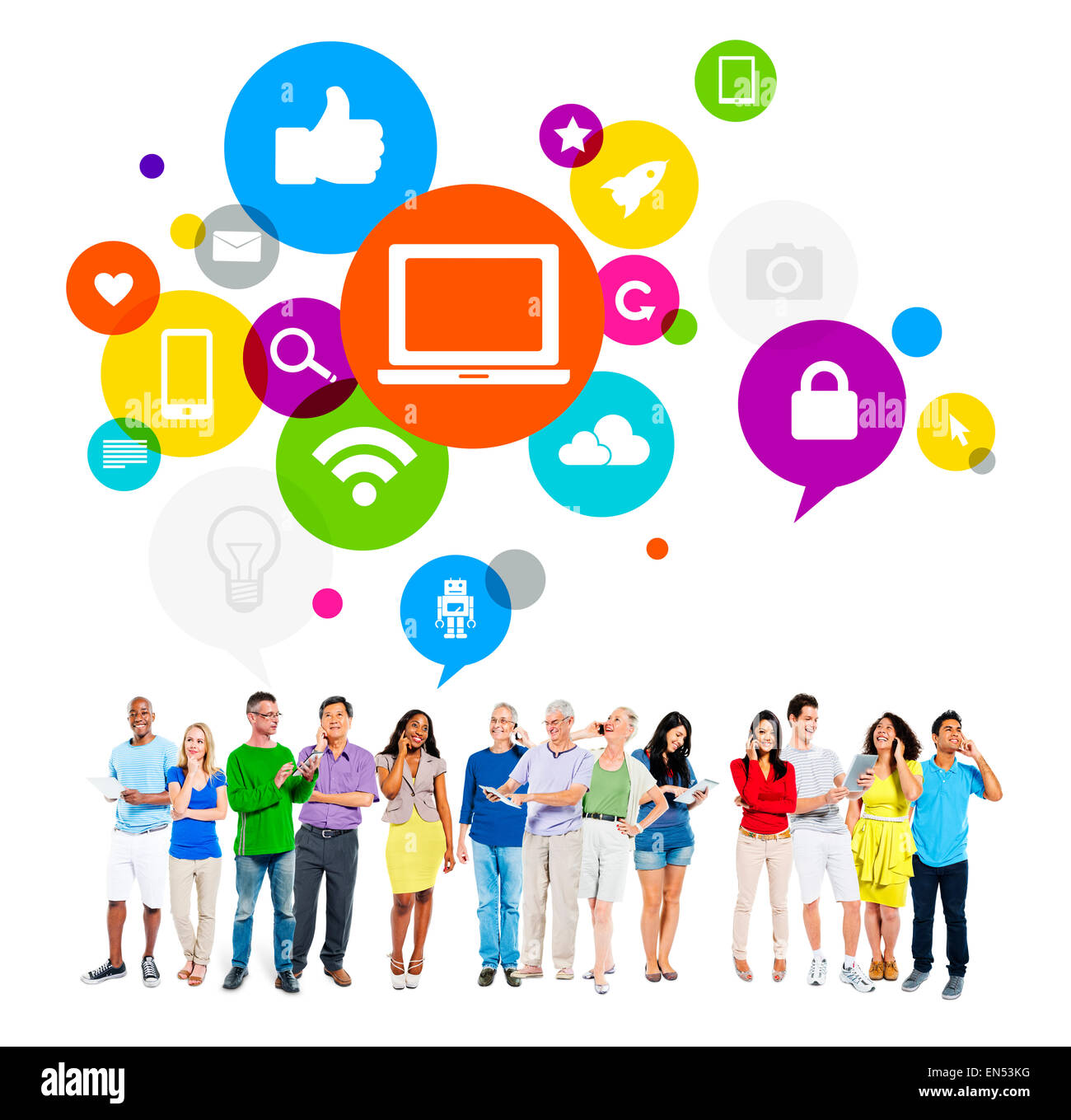 Group of Diverse Multi-Ethnic People Social Networking and Related ...