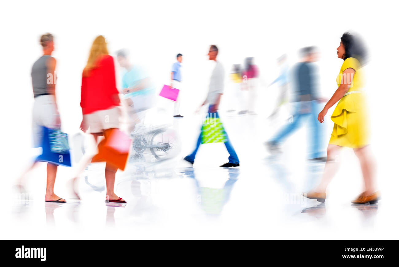 Group of Diverse Busy People Shopping Stock Photo - Alamy