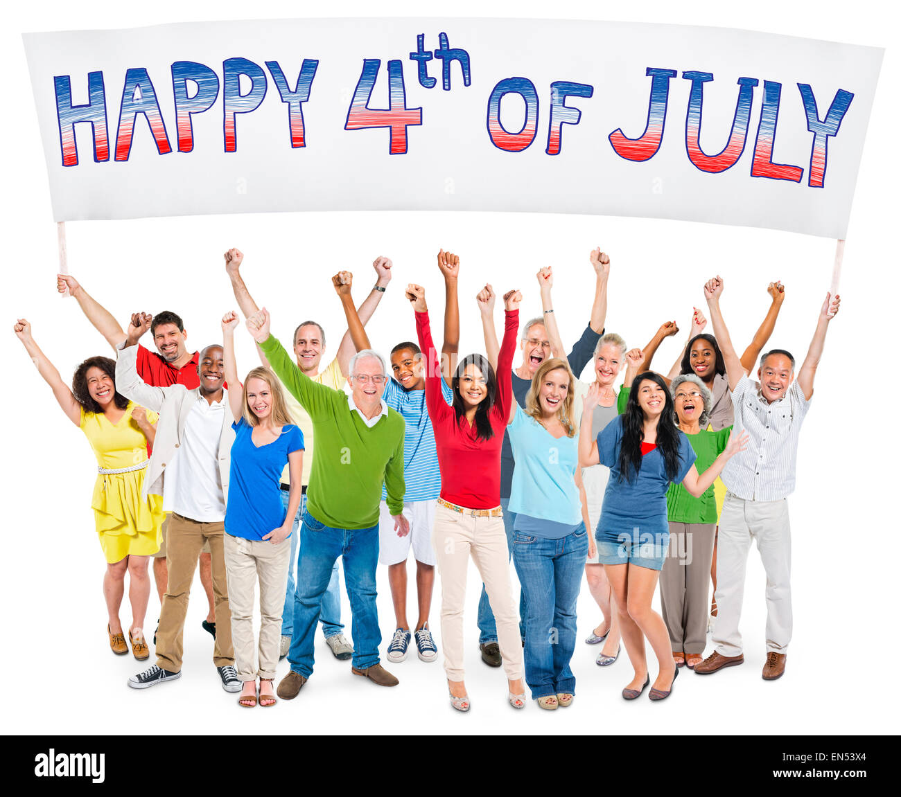 Diverse Cheerful People Celebrating Independence Day Stock Photo - Alamy