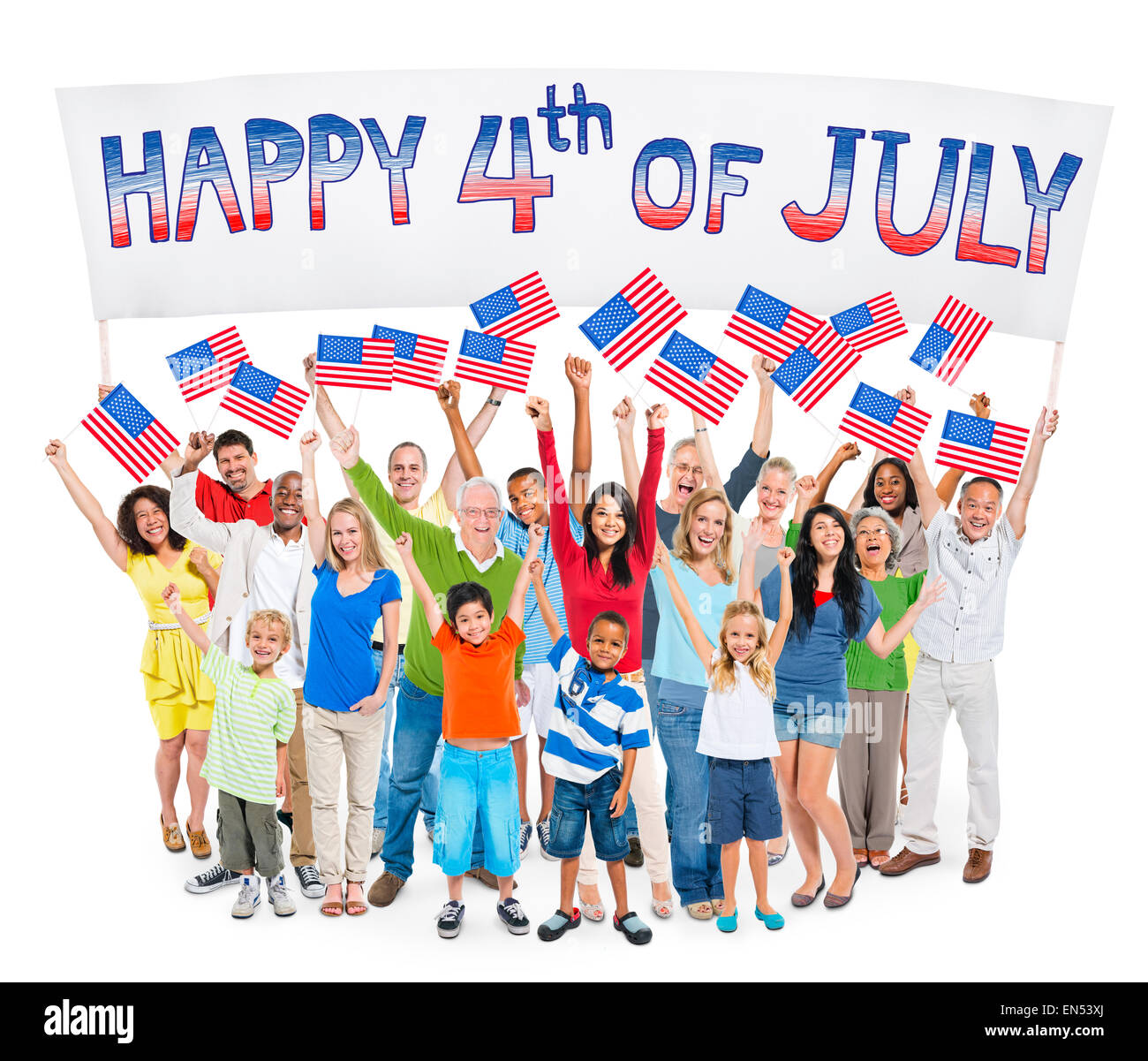 Diverse Cheerful People Celebrating Independence Day Stock Photo - Alamy