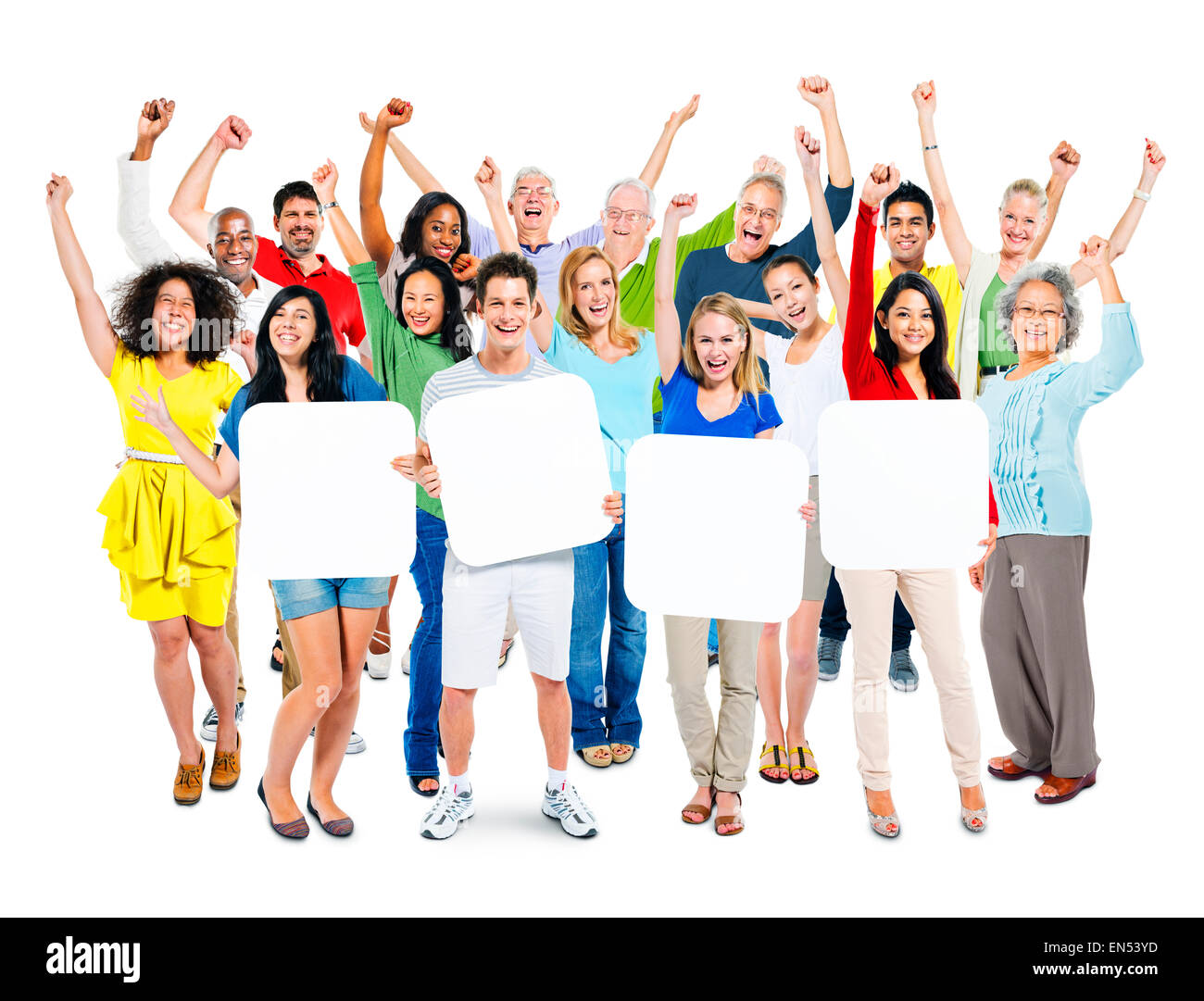 Person in crowd holding blank sign hi-res stock photography and images ...