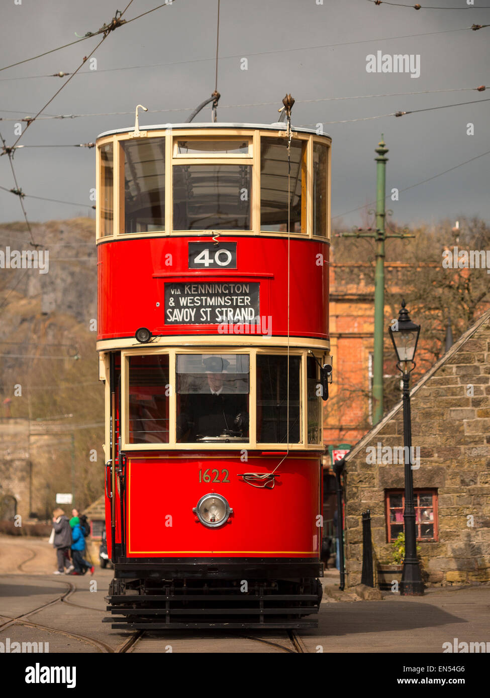 A vintage tram at the National Tramway Museum,Crich,Derbyshire,UK.taken ...