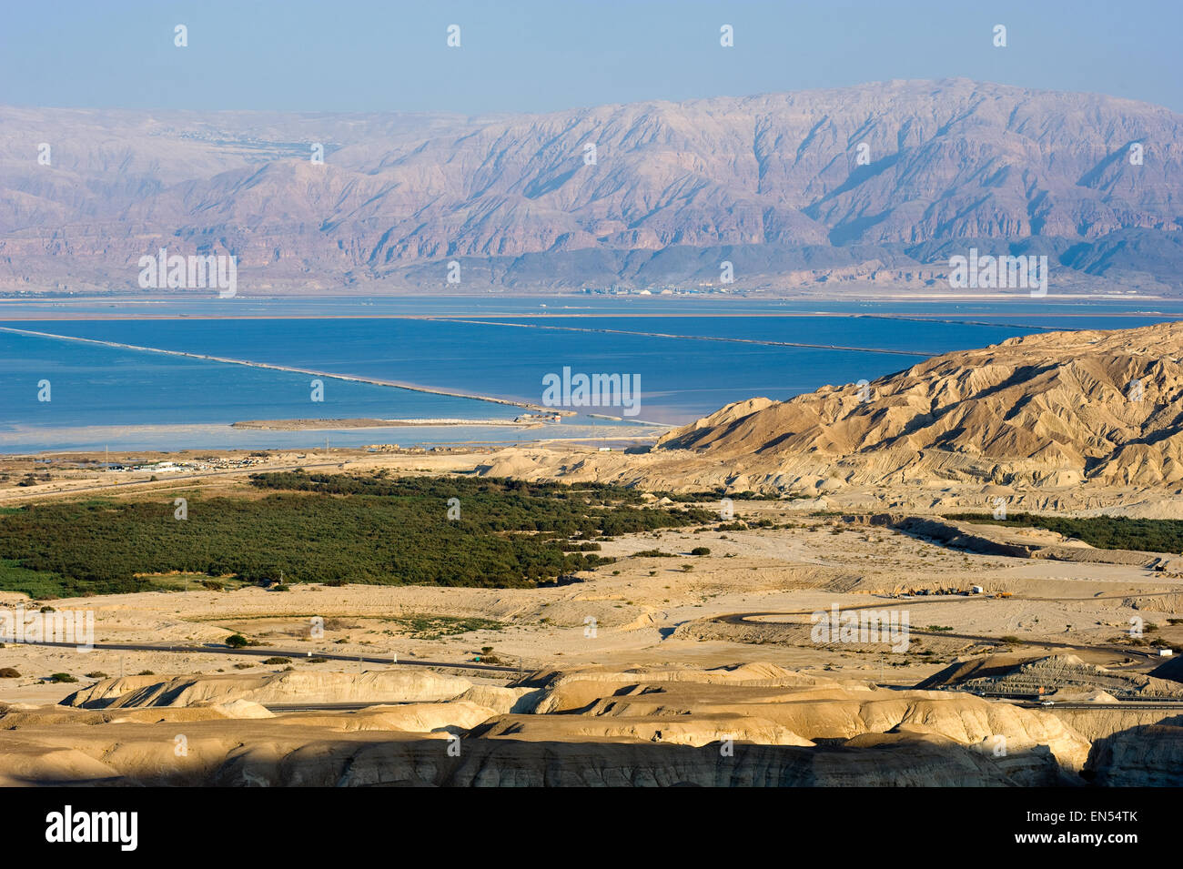 Southern part of the dead sea as seen from the rock Masada Stock Photo ...