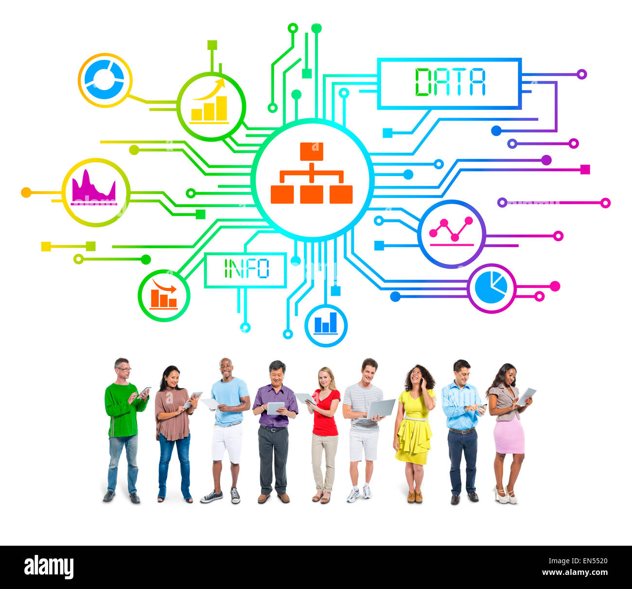 Multi-Ethnic Group of People and Data Concepts Stock Photo - Alamy