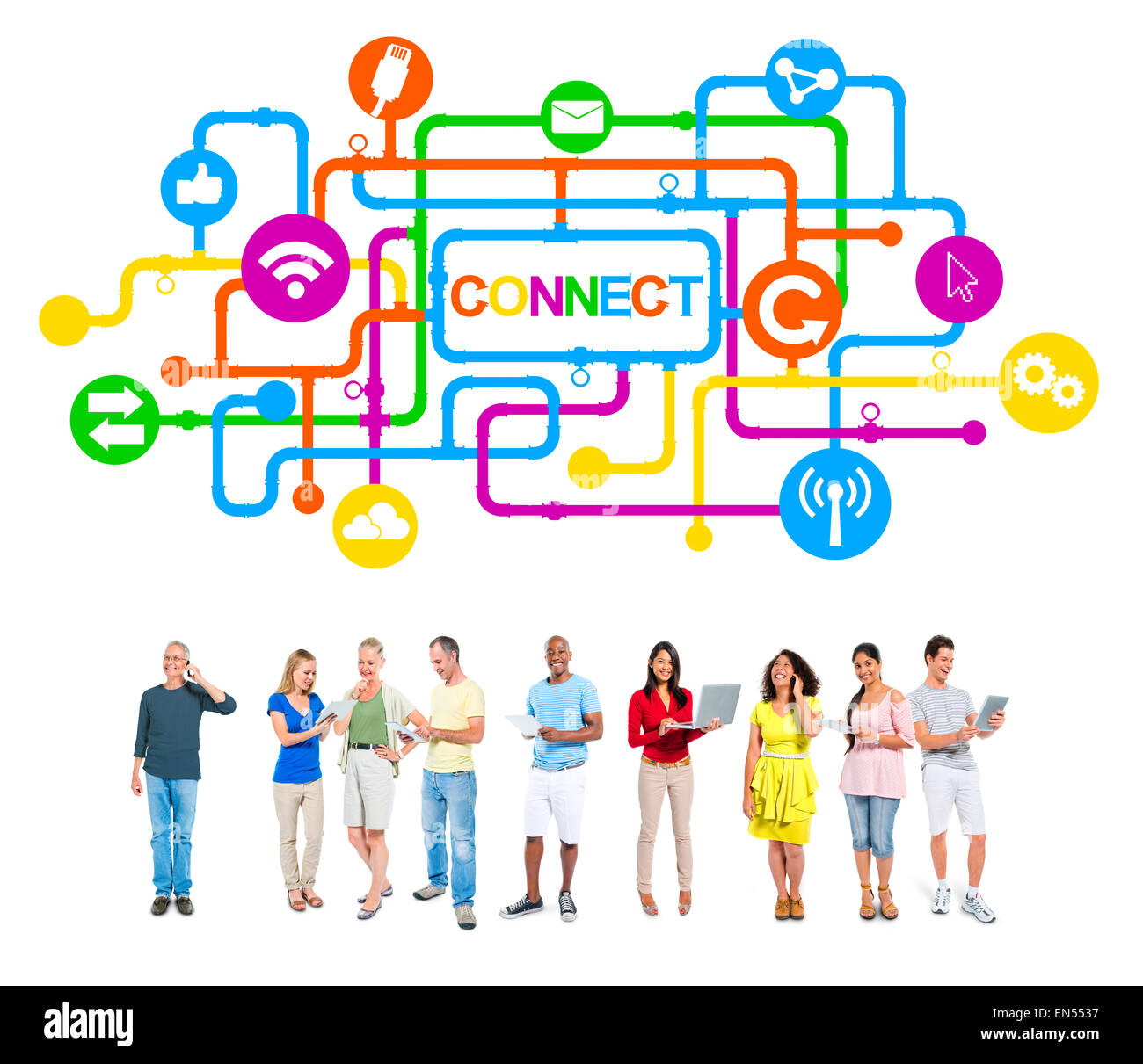 Multi-Ethnic Group of People and Connection Concepts Stock Photo - Alamy
