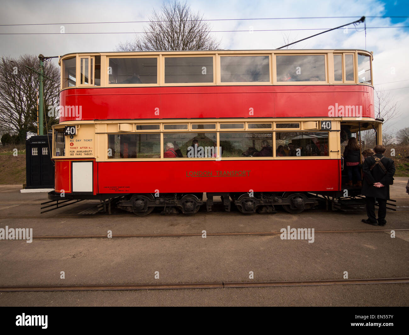 A vintage tram at the National Tramway Museum,Crich,Derbyshire,UK.taken ...