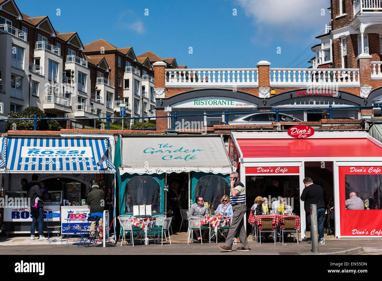 Seafront cafes in Southend, Essex Stock Photo - Alamy