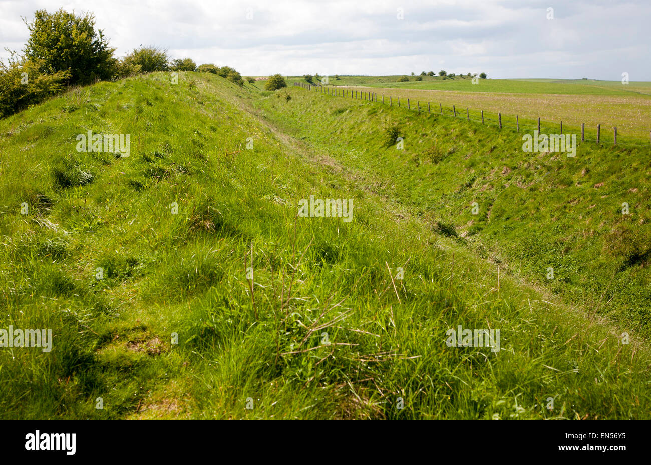Ditch and embankment of the Wansdyke a Saxon defensive structure on All ...