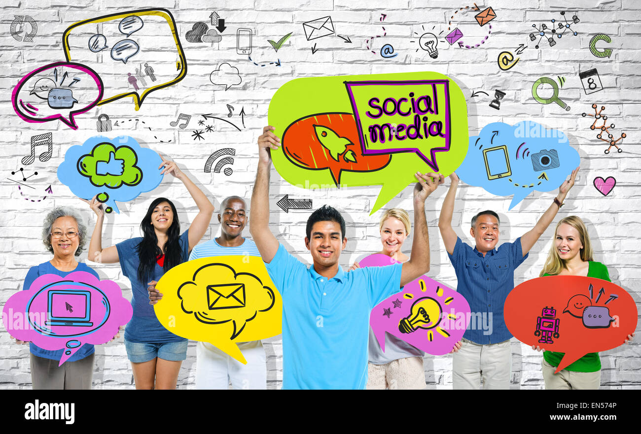 Social Media Communications Group Stock Photo - Alamy