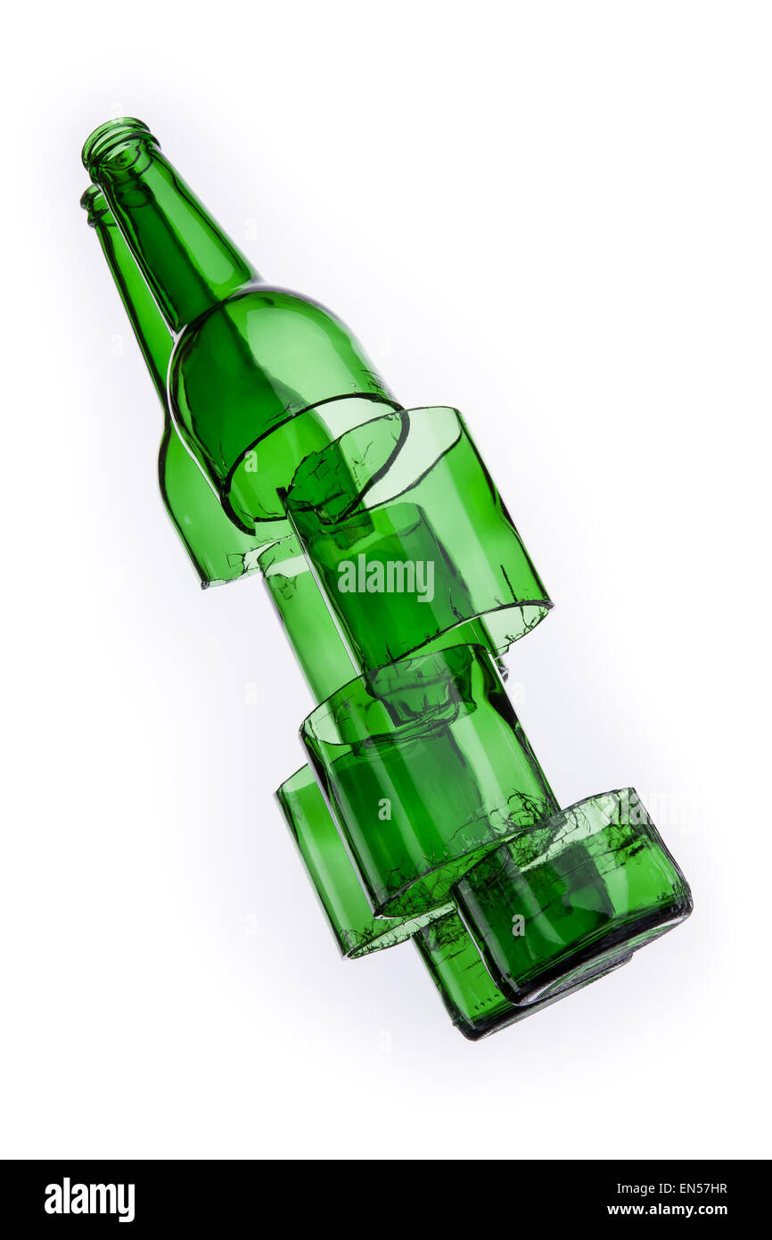 A sliced bottle on a white background Stock Photo - Alamy