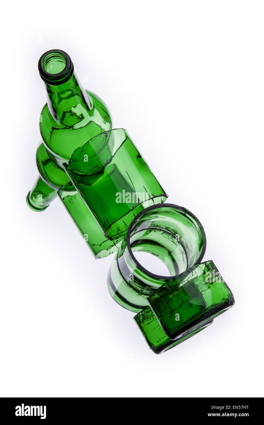 A sliced bottle on a white background Stock Photo - Alamy