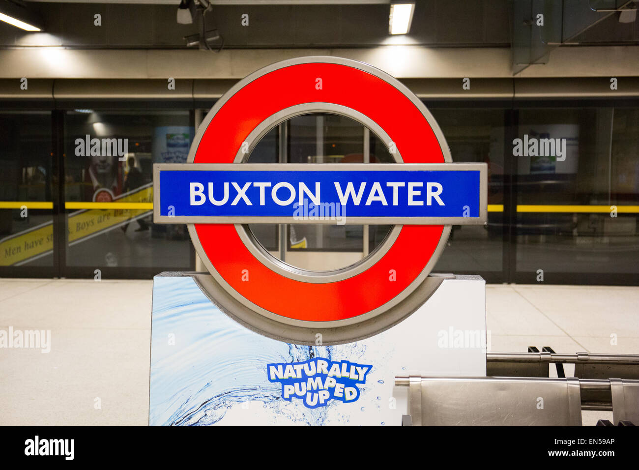 Buxton Water TFL sign at Canada Water station on the 26th April 2015 ...