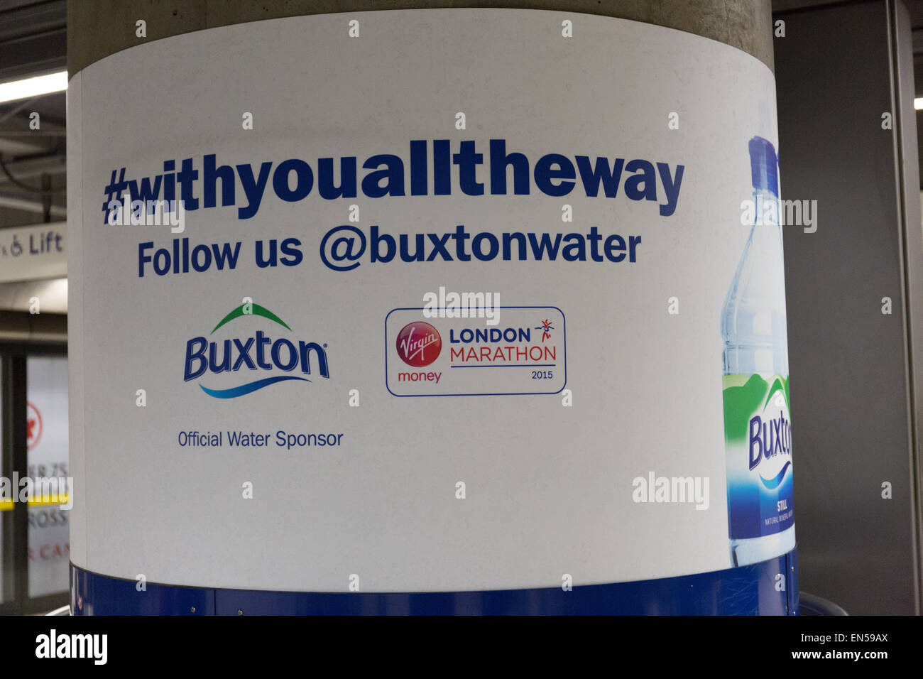 Buxton Water TFL sign at Canada Water station on the 26th April 2015 ...
