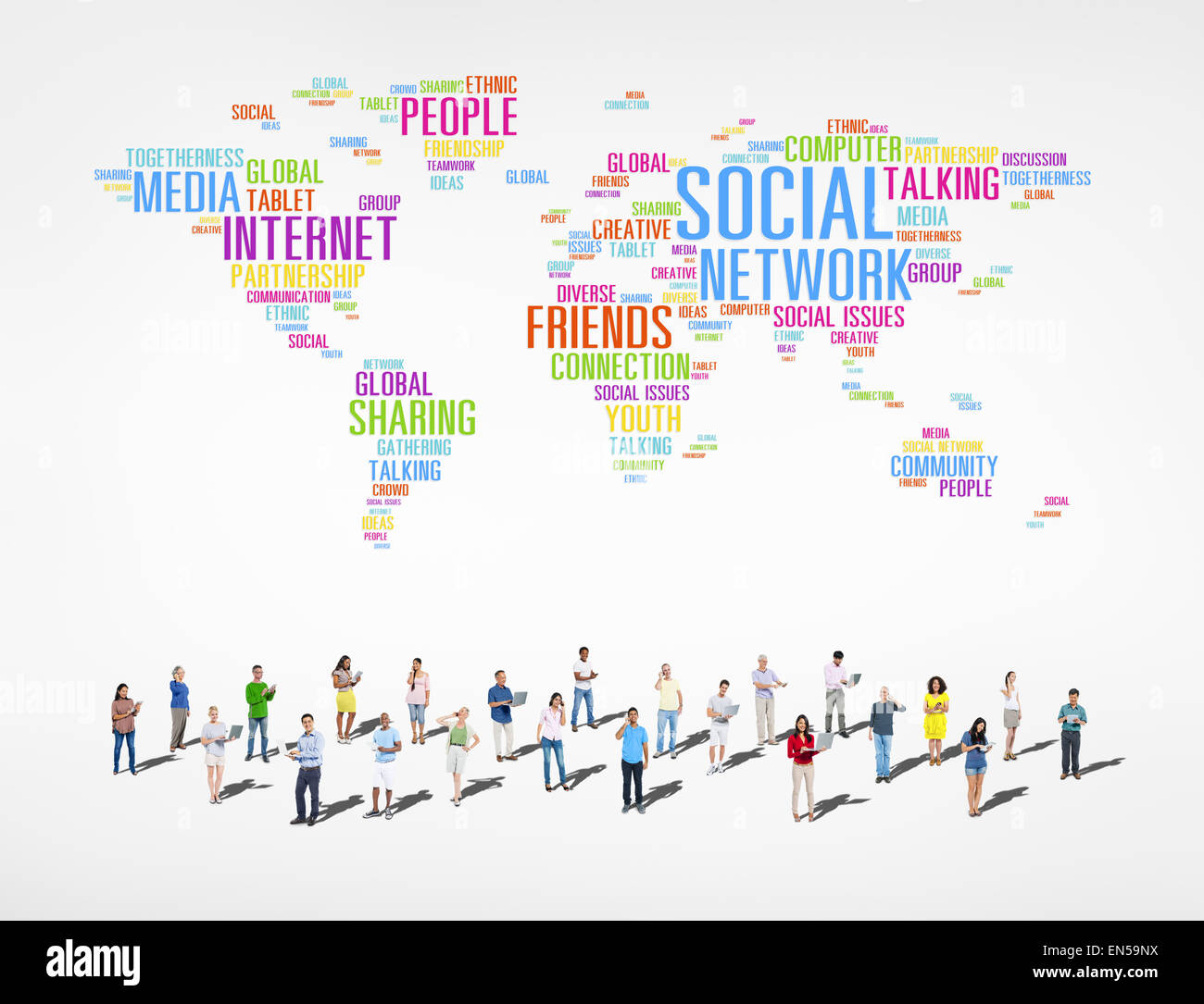 Internet Media People Global Friends Social Networking Concept Stock ...