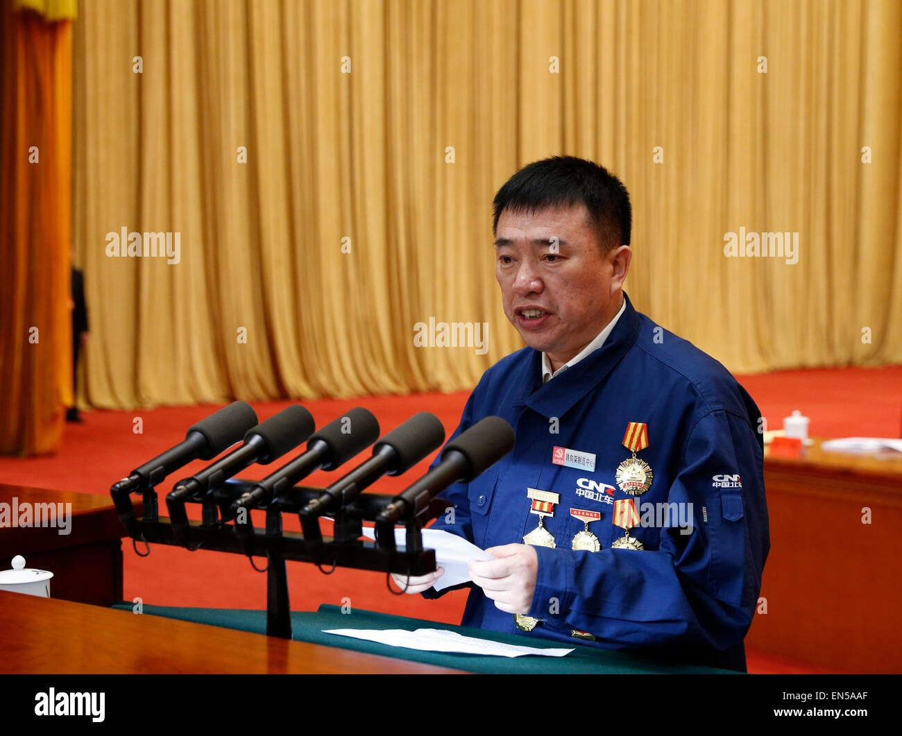 Beijing, China. 28th Apr, 2015. Li Wanjun, representative of national ...