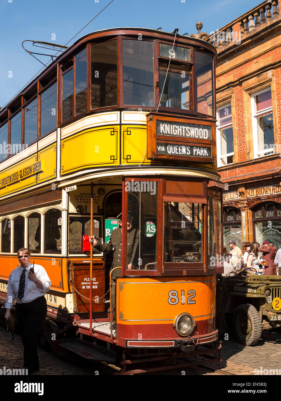 A vintage tram at the National Tramway Museum,Crich,Derbyshire,UK.taken ...