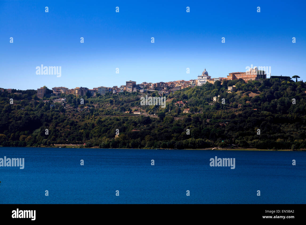 Panoramic view of Lake Albano, Castel Gandolfo and the Pope's Summer ...