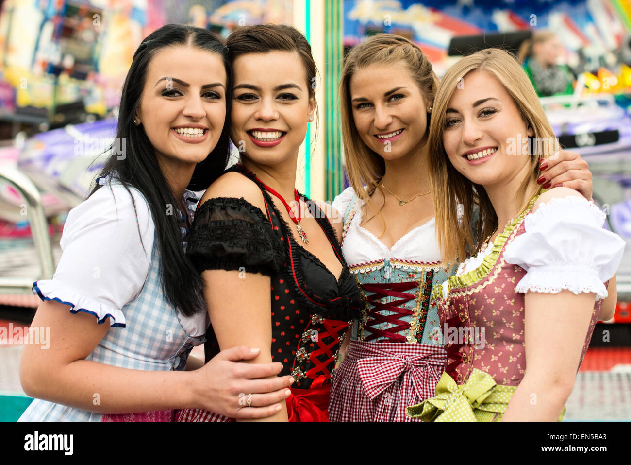 Gorgeous young women at German funfair Stock Photo - Alamy