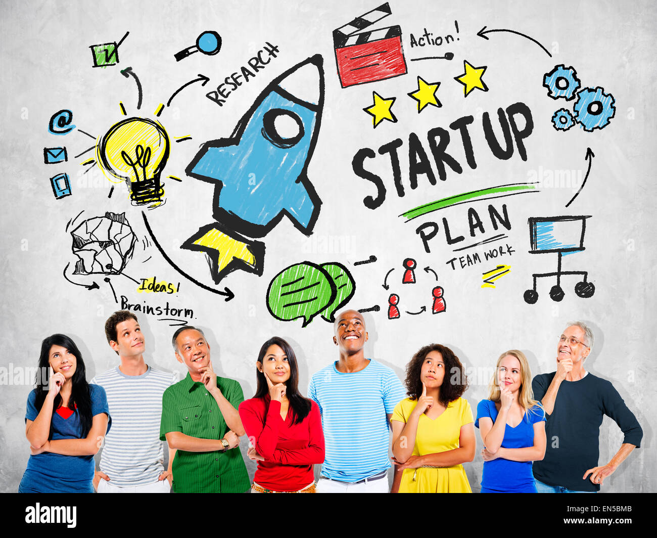 Start Up Business Launch Success People Thinking Concept Stock Photo ...