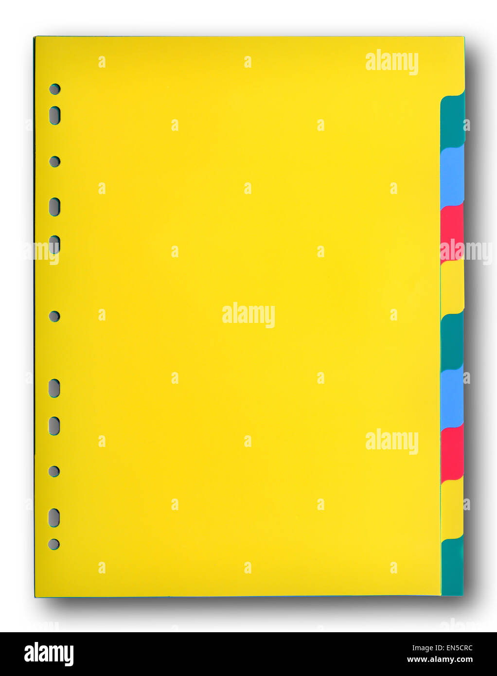 Colorful plastic index sheet with shadow on white background Stock ...