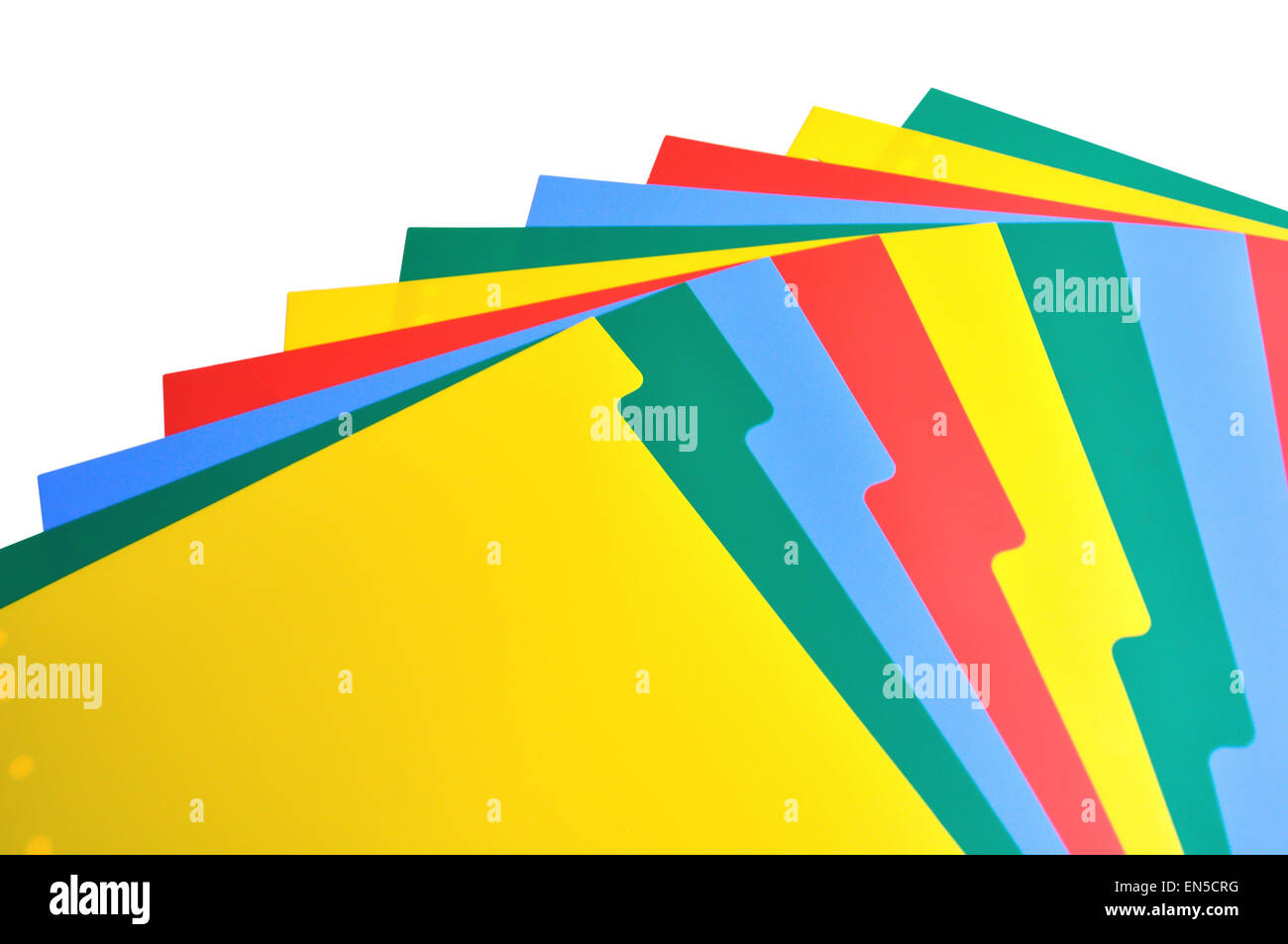 Colorful plastic index sheet on white background Stock Photo - Alamy