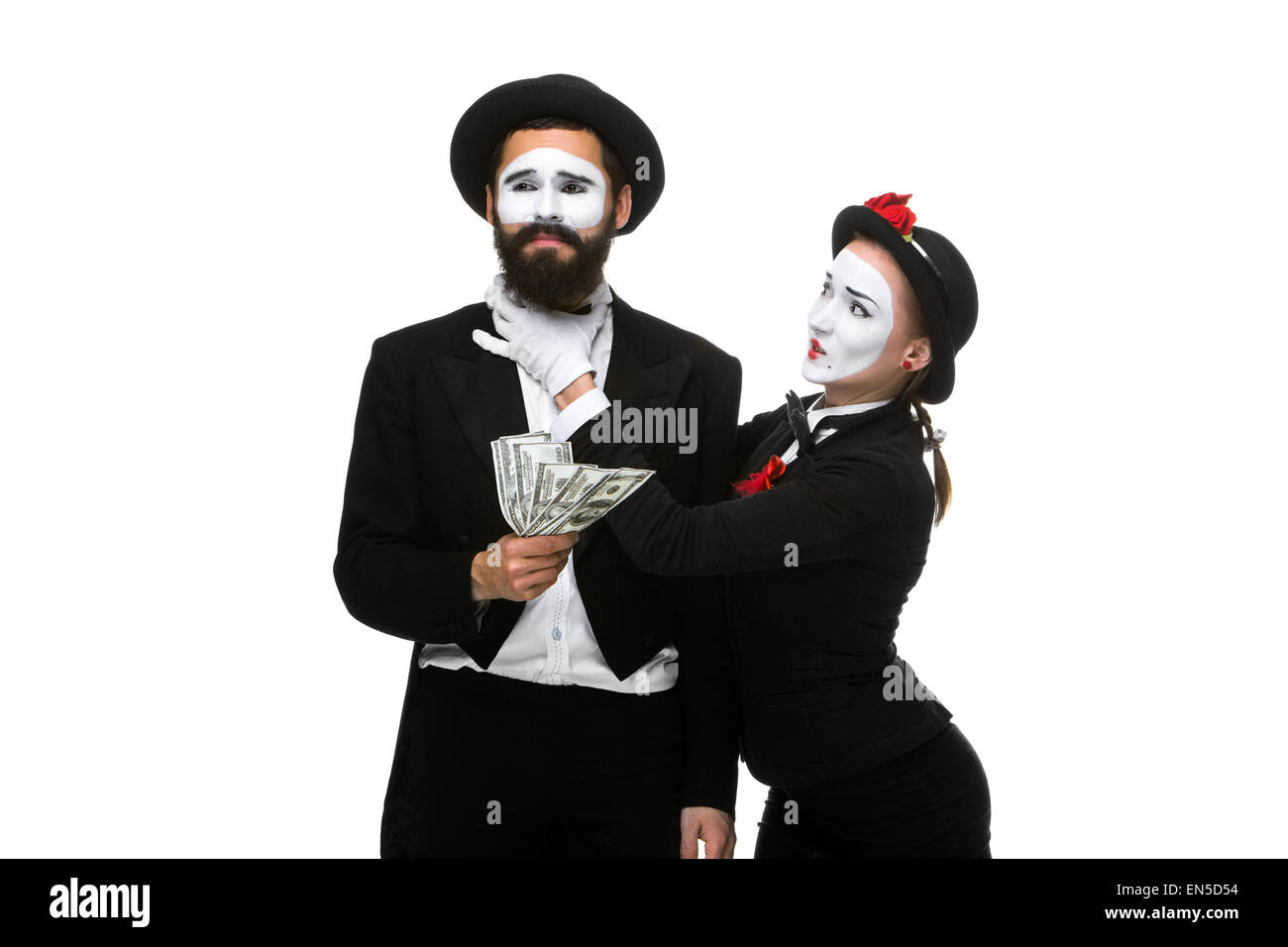 memes as businesswoman and businessman counting money Stock Photo - Alamy