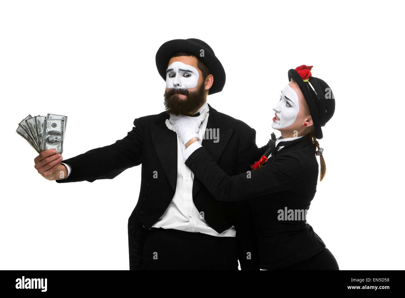 memes as businesswoman and businessman counting money Stock Photo - Alamy