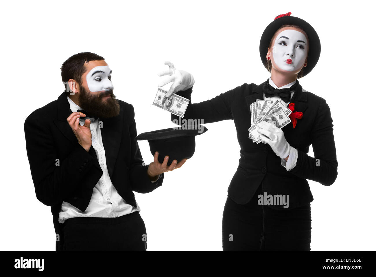 memes as businesswoman and businessman counting money Stock Photo - Alamy