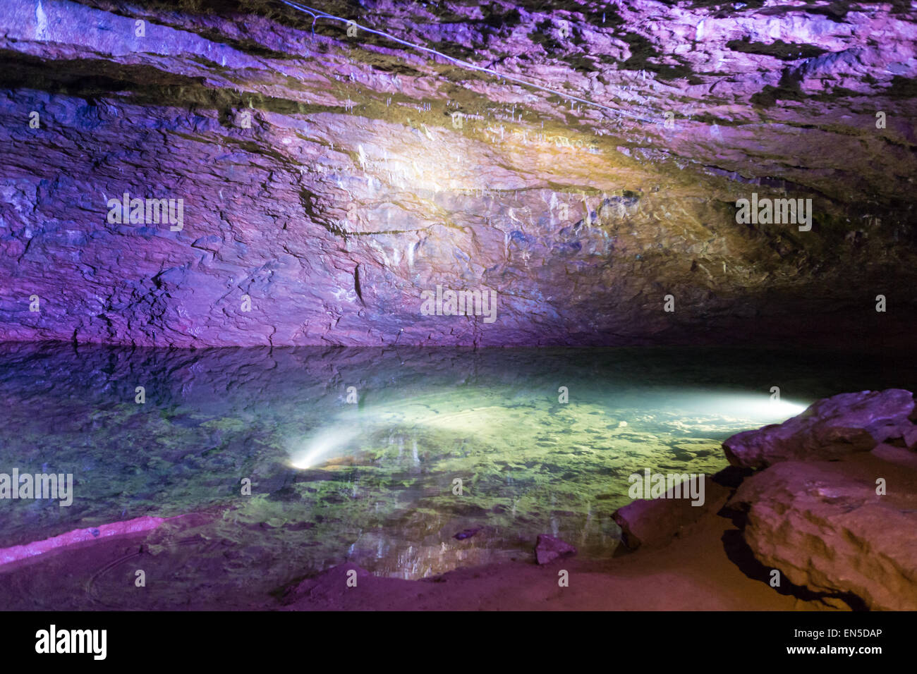 Cave formations in the Carboniferous limestone of the Mendip Hills are ...