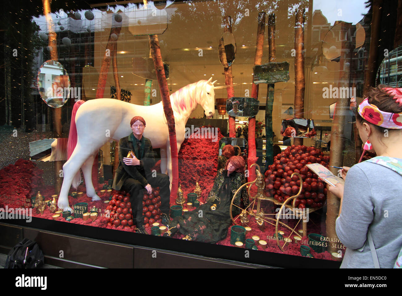 General views of the Christmas window display at Selfridges on Oxford ...