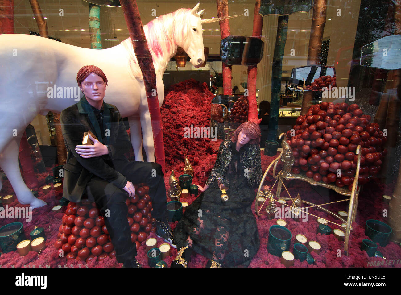 General views of the Christmas window display at Selfridges on Oxford ...