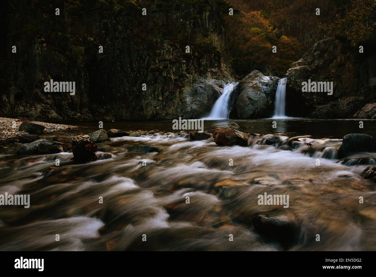Double waterfall in Naeyeonsan Stock Photo - Alamy